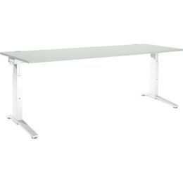 Sch&auml;fer Shop Sch&auml;fer Shop Genius Schreibtisch ERGOSTYLE S, manuell h&ouml;henverstellbar, Rechteck, C-Fu&szlig;, B 2000 x T 800 x H 675-895 mm, lichtgrau/wei&szlig;