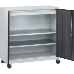 Werkzeugschrank, mit 4 Rollen, 2 Einlegeb&ouml;den & 1 Schublade, Zylinderschloss, B 1000 x T 500 x H 1000 mm, Stahlblech, lichtgrau/anthrazit