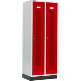 Sch&auml;fer Shop Sch&auml;fer Shop Select Kleiderspind, mit gelochten Streifen, 2 Abteile, 400 mm, mit Sockel, Drehriegelverschluss, T&uuml;r rubinrot