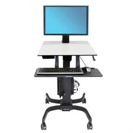 Ergotron&reg; WorkFit-C Single HD Steh-Sitz-Arbeitsplatz, Arbeitsfl&auml;che, h&ouml;henverstellbarer Monitorarm & Tastaturablage, Kabelmanagement, schwarz-grau