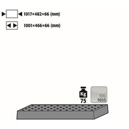 Lochblecheinsatz Standard f&uuml;r ASECOS Sicherheitsschr&auml;nke der Q30, Q90 und S90 Serie, Stahlblech, lichtgrau, B 1017 x T 482 x H 66 mm, bis 75 kg