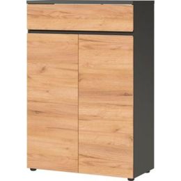 Schrank Boston, 3 Ordnerh&ouml;hen, B 800 x T 400 x H 1200 mm, Dekor Graphit & Navarra Eiche