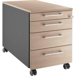 Sch&auml;fer Shop Sch&auml;fer Shop Select Rollcontainer 1233, mit Griff eckig, anthrazit/Eiche-Dekor