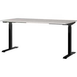 Schreibtisch Aalborg, elektrisch h&ouml;henverstellbar, Rechteck, bis 80 kg, T-Fu&szlig; Gestell, B 1600 x T 800 x H 720 &ndash; 1200 mm, kaschmir/schwarzgrau
