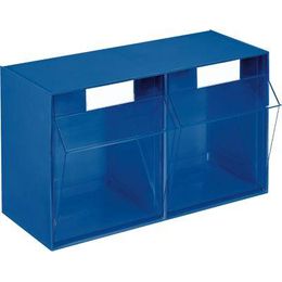 Kleinteilemagazin MultiStore, Reihengr&ouml;&szlig;e 2, B 600 x T 246 x H 353 mm, Volumen 28 l, stapelbar, Polystyrol, blau/transp.