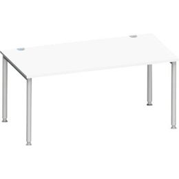Sch&auml;fer Shop Sch&auml;fer Shop Genius Schreibtisch MODENA FLEX, 4-Fu&szlig;-Rundrohr, B 1600 x T 800 mm, wei&szlig;/wei&szlig;alu