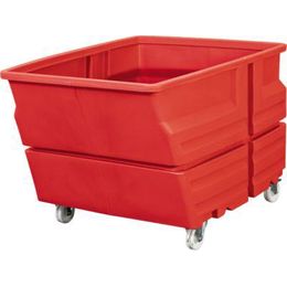 ASECOS Mehrzweckbeh&auml;lter, Polyethylen, rot, 800 l, B 1030 x T 1340 x H 900 mm, mit Rollen