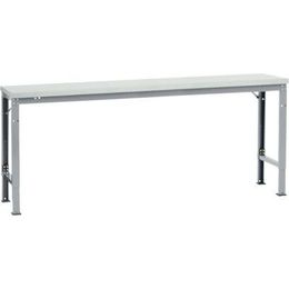 Manuflex Grundtisch UNIVERSAL Spezial, 2000 x 800 mm, Melamin lichtgrau, alusilber