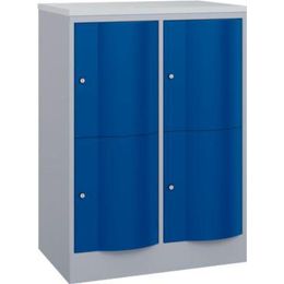 C+P Schlie&szlig;fachschrank Resisto, 2 Abteile, 4 F&auml;cher, B 772 x T 540 x H 1077 mm, Wei&szlig;alu/Enzianblau