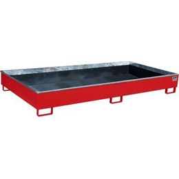 Bauer Regalwanne RW 2700-2 PE, mit PE-Einsatz, L 2665 x B 1315 x H 305 mm, feuerrot RAL 3000