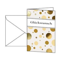 Gru&szlig;karte Sigel &bdquo;Golden Bubble&ldquo;, Format B6, 115 x 170 mm, mit wei&szlig;en & gummierten Umschl&auml;gen, FSC&reg;-Glanzkarton mit Goldpr&auml;gung, 10 St&uuml;ck