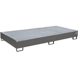 Bauer Regalwanne RW-GR 2700-2 PE, mit PE-Einsatz, mit Gitterrost, L 2665 x B 1315 x H 305 mm, mausgrau RAL 7005