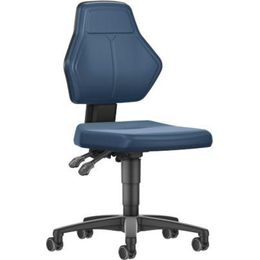 bimos Arbeitsdrehstuhl Allrounder, o. Armlehnen, Permanentkontakt, m. Rollen, Kunstleder, blau