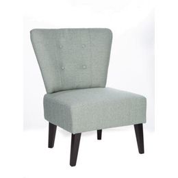 meet by Paperflow Lounge Sessel BRIGHTON Stoffbezug, Vintage-Steppung, Massivholzbeine Buche schwarz lackiert, hellgrau