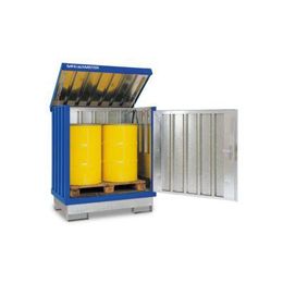 Gefahrstoffdepot Safe Master, Typ SM 2, Kapazit&auml;t 2 x 200 l F&auml;sser stehend, WGK 1-3, verzinkt + lackiert
