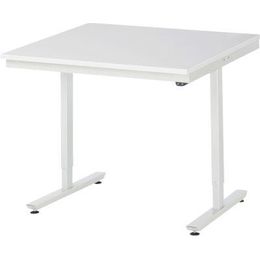 Rau Arbeitstisch Adlatus, elektrisch h&ouml;henverstellbar, 22 mm Spanplatte mit Melaminbelag, bis 150 kg, B 1000 x T 1000 x H 720-1120 mm, lichtgRau