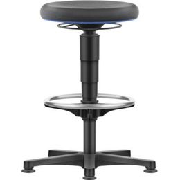 Allround Hocker bimos, sitzh&ouml;henverstellbar 560-810 mm, mit Gleiter & Fu&szlig;ring, Supertec-Bezug, schnitt- & rutschfest, mit Mikropanzerung, Farbring blau