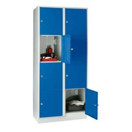 Wertfachschrank 400 mm, 2 Abteile, 8 F&auml;cher, Sicherheitszylinderschloss, Sockel, enzianblau