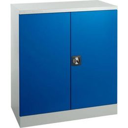Sch&auml;fer Shop Sch&auml;fer Shop Select Stahlschrank, 2 OH, 2 h&ouml;henverstellbare Einlegeb&ouml;den, Drehzylinderschloss, B 916 x T 422 x H 1000 mm, lichtgrau RAL 7035/enzianblau RAL 5010