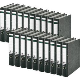 Leitz&reg; Ordner 1050, DIN A4, R&uuml;ckenbreite 52 mm, Griffloch, geklebtes R&uuml;ckenschild, Hartpappe, 20 St&uuml;ck, schwarz