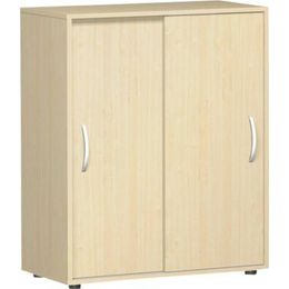 Schiebet&uuml;renschrank Alicante, 3 Ordnerh&ouml;hen, B 800 x T 400 x H 1104 mm, Ahorn-Dekor