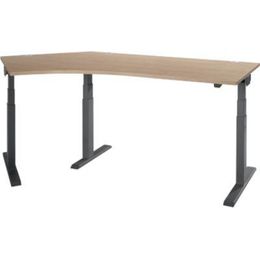 Sch&auml;fer Shop Sch&auml;fer Shop Select Winkelschreibtisch ERGO-T 2.0, elektrisch h&ouml;henverstellbar, 135&deg; Winkel links, T-Fu&szlig;, B 2185 mm, Eiche/anthrazit