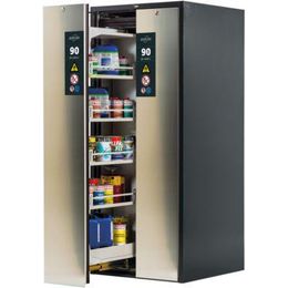 Sicherheitsschrank Typ 90 ASECOS V-MOVE-90, 2 Vertikalausz&uuml;ge, Anthrazitgrau/Edelstahl