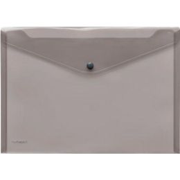 Foldersys Dokumententasche, DIN A4 quer, Druckknopfverschluss, PP, rauch transparent
