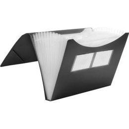 Foldersys F&auml;chermappe, 12 F&auml;cher, A4-Format, Spanngummi-Verschluss, schwarz