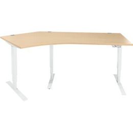 Sch&auml;fer Shop Sch&auml;fer Shop Genius Winkelschreibtisch AERO FLEX, elektrisch h&ouml;henverstellbar, 135&deg; Winkel links, B 2165 mm, Ahorn/wei&szlig; + Memorypanel