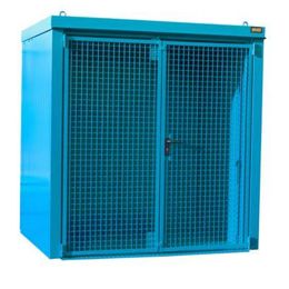 Gasflaschencontainer Bauer GFC-B M2, B 1570 x T 2125 x H 2265, f&uuml;r 35 Gasflaschen, feuerbest&auml;ndig, abschlie&szlig;bar, blau