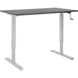 Schreibtisch Multiflex, manuell h&ouml;henverstellbar mit Kurbel, B 1200 x T 800 x H 700-1180 mm, graphit/wei&szlig;alu