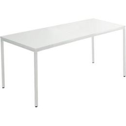 Sch&auml;fer Shop Sch&auml;fer Shop Pure Stahlrohrtisch, Rechteck, Quadratrohrfu&szlig;, B 1400 x T 700 x H 720 mm, lichtgrau/lichtgrau