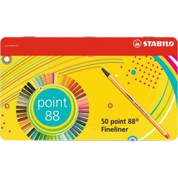 Stabilo Fineliner Point 88, Strichbreite 0,4 mm, 50 St&uuml;ck, im Metalletui