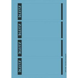 Leitz&reg; R&uuml;ckenschilder kurz, PC-beschriftbar, R&uuml;ckenbreite 80 mm, selbstklebend, 100 St., blau