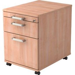 Rollcontainer TARVIS, 1 Utensilienauszug, abschlie&szlig;bar, 1 Schub, 1 HR-Auszug, B 428 x T 580 x H 590 mm, Nussb.-Dekor