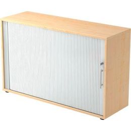 Querrollladenschrank ULM, 2 OH, Rolll&auml;den alusilber, B 1200 x T 400 x H 748 mm, Ahorn-Dekor