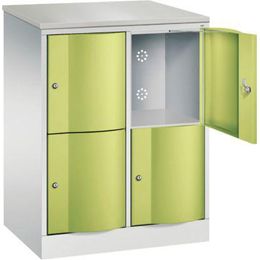 C+P Schlie&szlig;fachschrank Resisto, 2 Abteile, 4 F&auml;cher, B 772 x T 540 x H 1077 mm, Lichtgrau/Clowngr&uuml;n