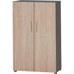 Sch&auml;fer Shop Sch&auml;fer Shop Select Schrank Start Off, 4 OH, abschlie&szlig;bar, B 800 x T 420 x H 1514 mm, Holz, graphit/Eiche-Dekor