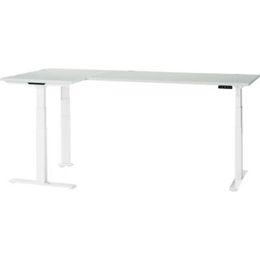 Sch&auml;fer Shop Sch&auml;fer Shop Genius Winkelschreibtisch Modena Flex, elektrisch h&ouml;henverstellbar, 90&deg; Winkel beidseitig, B 2000 x T 1600 mm, lichtgrau/wei&szlig;