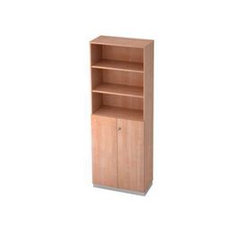 Regalschrank 6 OH, 3 OH geschlossen, B 800 x T 420 mm, Nussbaum-Dekor