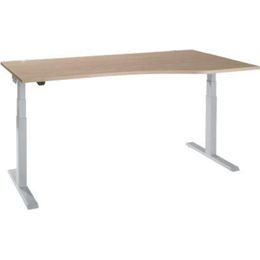 Sch&auml;fer Shop Sch&auml;fer Shop Select Schreibtisch ERGO-T 2.0, elektrisch h&ouml;henverstellbar, Freiform Ansatz rechts, T-Fu&szlig;, B 1800 x H 640-1300 mm, Eiche/wei&szlig;alu