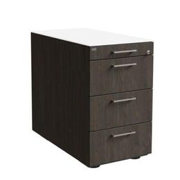 Standcontainer SOLUS PLAY, 1 Utensilienauszug, 3 Sch&uuml;be, Tiefe 800 mm, mit Griff, Mooreiche