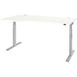 Sch&auml;fer Shop Sch&auml;fer Shop Select Schreibtisch ERGO-T 2.0, elektrisch h&ouml;henverstellbar, Freiform Ansatz links, T-Fu&szlig;, B 1800x H 640-1300 mm, wei&szlig;/wei&szlig;alu