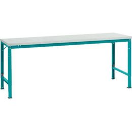 Manuflex Grundtisch UNIVERSAL Spezial, 2000 x 1000 mm, Melamin lichtgrau, wasserblau