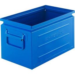 Sch&auml;fer Shop Sch&auml;fer Shop Select Stapelbox, Volumen 13,4 l, 80 kg, Faltgriffe, L 379 x B 207 x H 200 mm, Stahlblech, blau RAL 5015