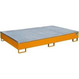 Bauer Regalwanne RW-GR 2200-2 PE, mit PE-Einsatz, mit Gitterrost, L 2165 x B 1315 x H 510 mm, gelborange RAL 2000