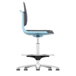 bimos Arbeitsdrehstuhl Labsit hoch, SKINTEC-Polster, Gleiter, B 450 x T 420 x H 520 - 770 mm, blau