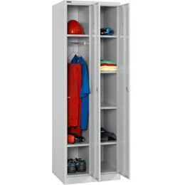 Sch&auml;fer Shop Sch&auml;fer Shop Select Garderobenspind Set, 2-teilig, 1 x mit 2 B&ouml;den & Kleiderstange, 1 x mit 4 B&ouml;den, B 300 x T 457 x H 1800 mm, Zylinderschloss