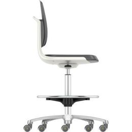 bimos Arbeitsdrehstuhl Labsit hoch, SKINTEC-Polster, Sitz-Stopp-Rollen, B 450 x T 420 x H 560 - 810 mm, wei&szlig;